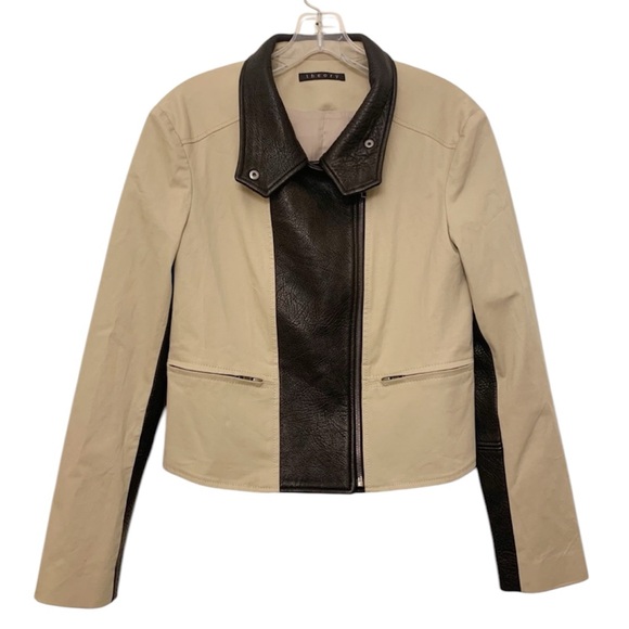 Theory | Jackets & Coats | Theory Leather Trim Zip Up Jacket | Poshmark
